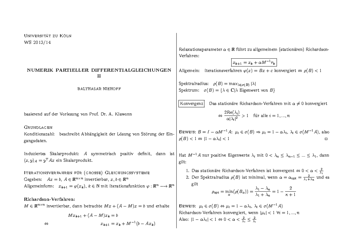 Zusammenfassung Mathematik (): komplett - Numerik Parieller ...