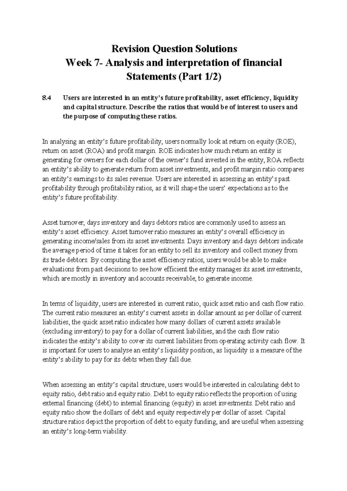 Textbook Revision Questions Week 7 Solutions - Revision Question ...