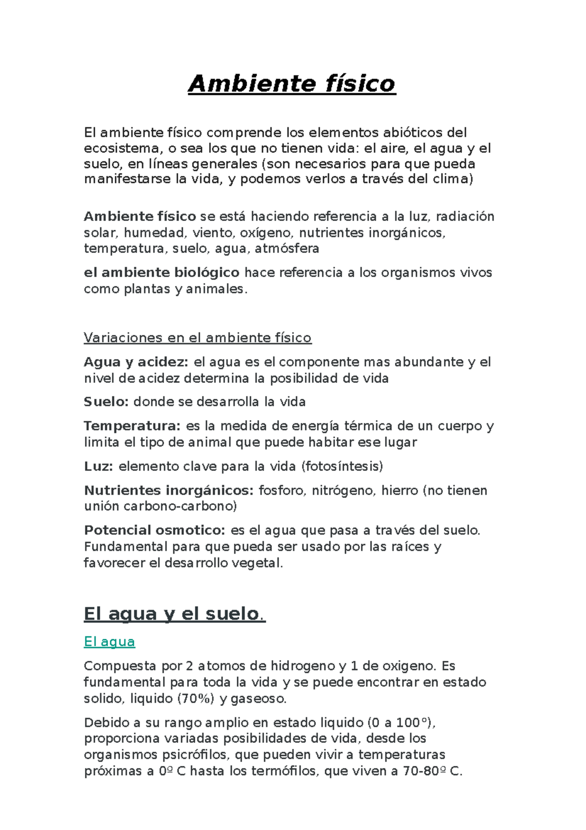 Biologia y MA Resumen M1 - Ambiente físico El ambiente físico comprende ...