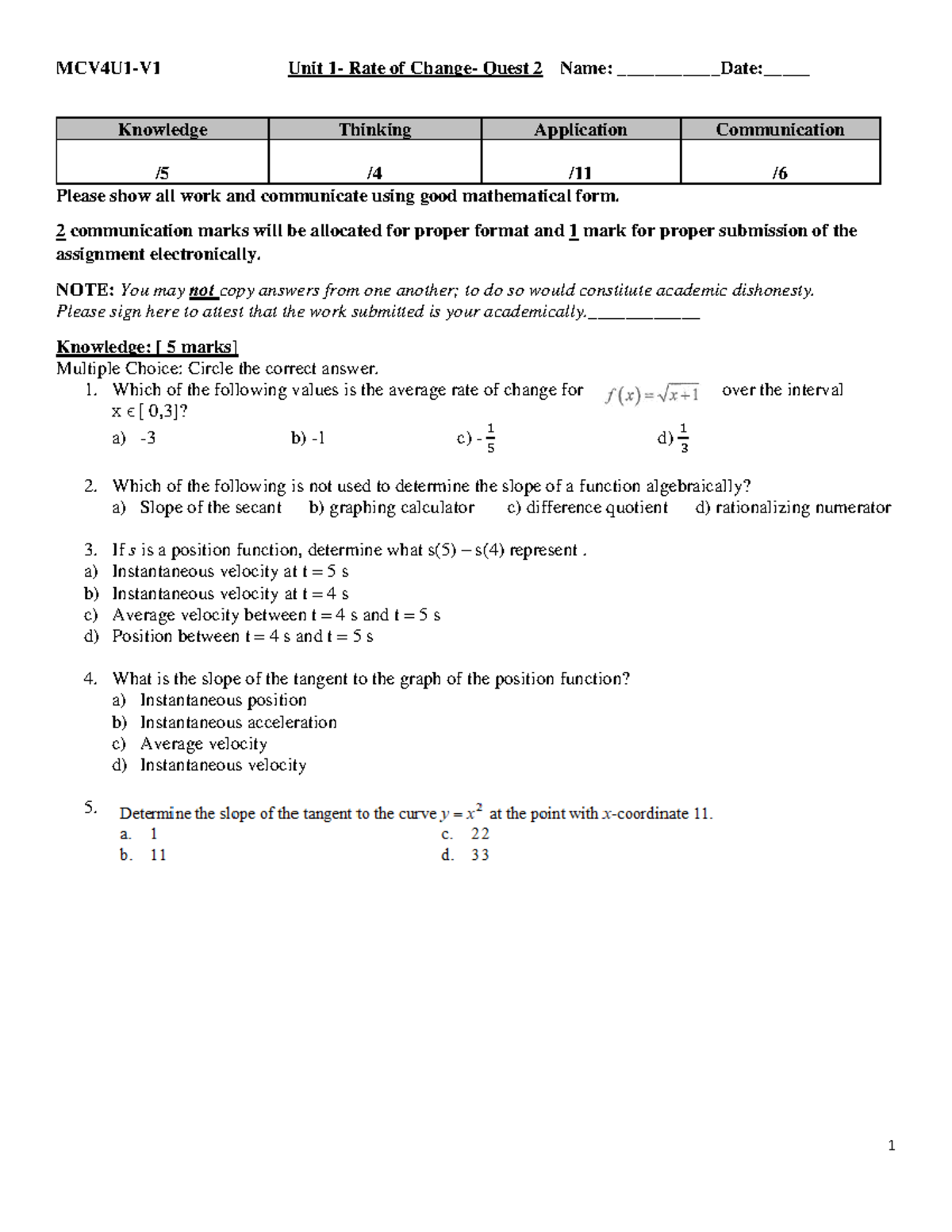 Unit 1-Quest 2-P3 - EWARRTSYTDFGKHLKGJFHFSFAAD - MCV4U1-V1 Unit 1- Rate ...