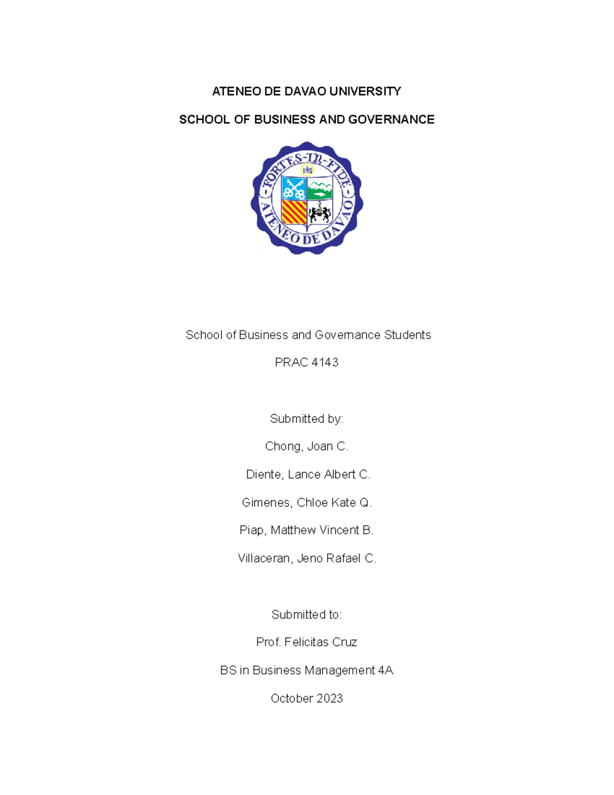 Term Paper - ATENEO DE DAVAO UNIVERSITY SCHOOL OF BUSINESS AND ...