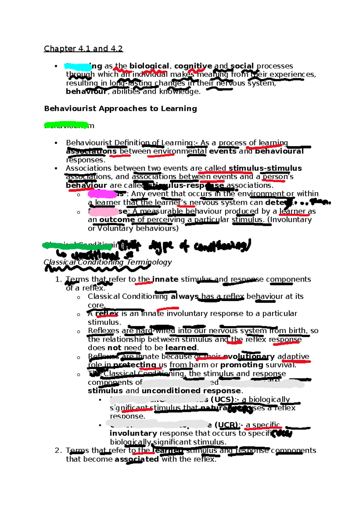 Chaptert 4 Psychology Textbook Notes - Chapter 4 and 4. Learning as the ...