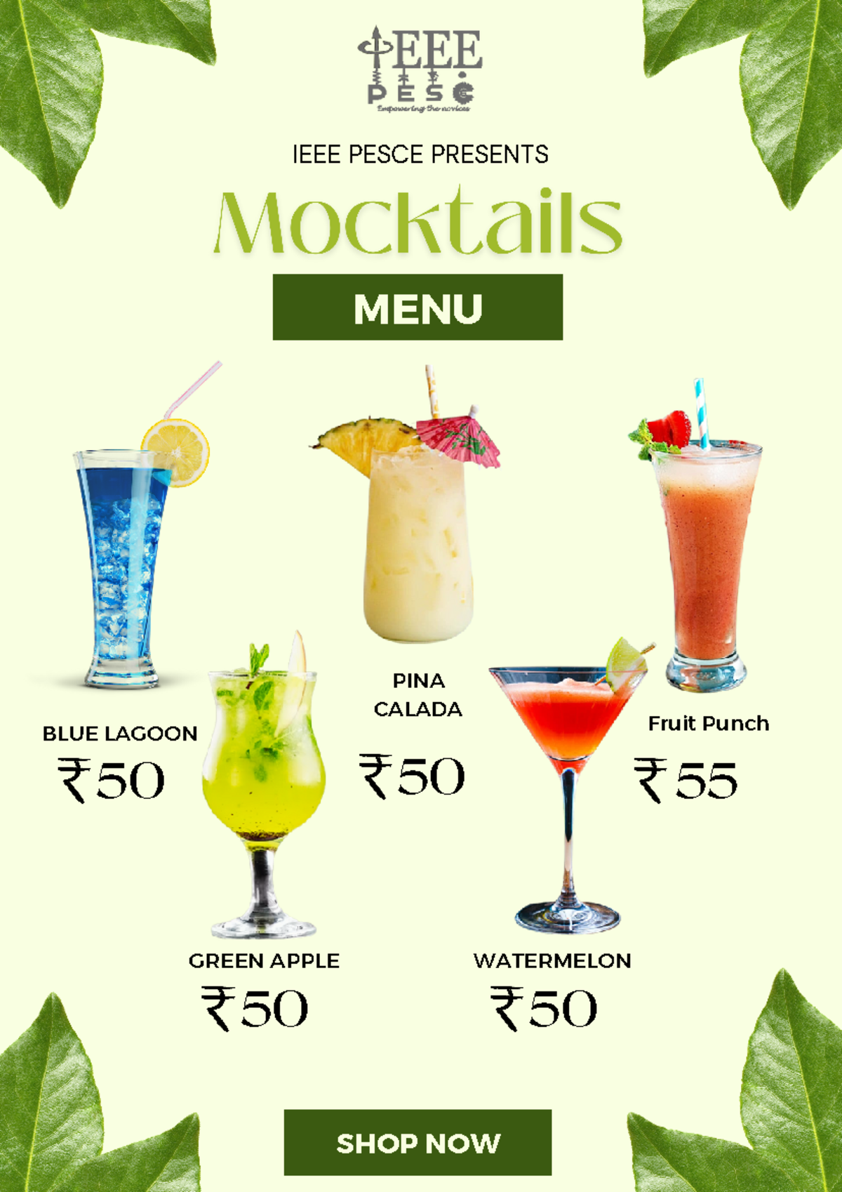 Mocktails menu - nites - data analytics - MENU SHOP NOW 50 Fruit Punch ...