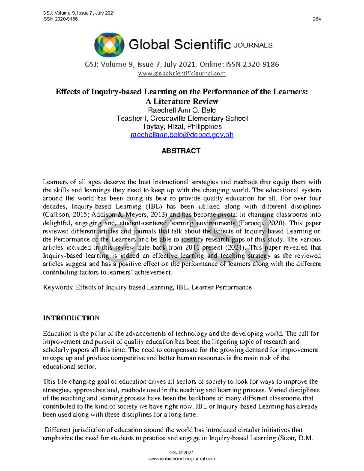 Journal midterm - GSJ: Volume 9, Issue 7, July 2021, Online: ISSN 2320 ...