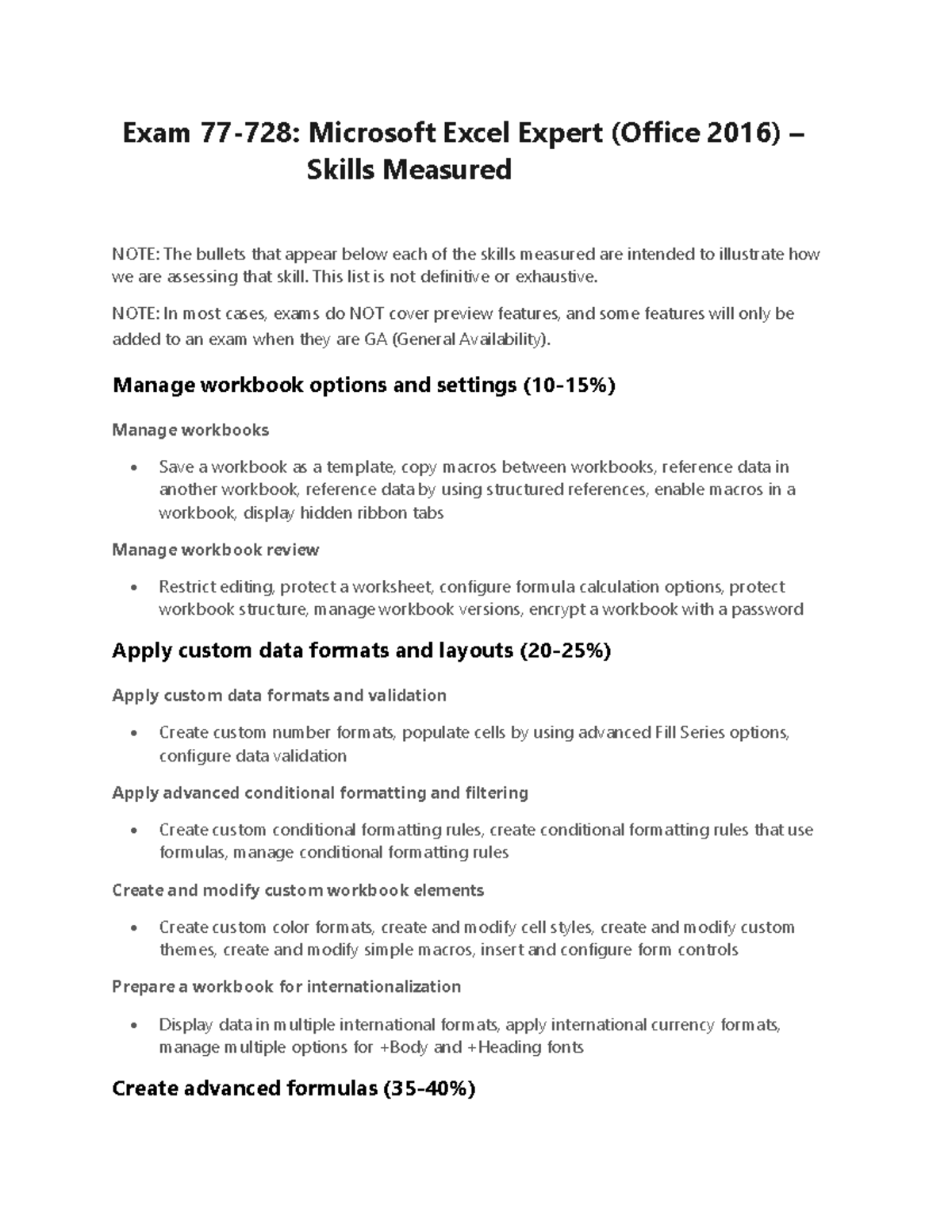 Exam-77-728-microsoft-excel-expert-(office 2016 ) - Exam 77-728 ...