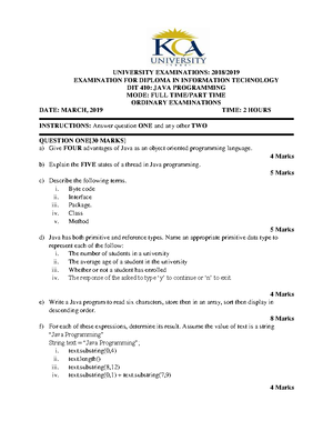 Java programming 5 - 1 UNIVERSITY EXAMINATIONS: 202 2 /202 3 ...