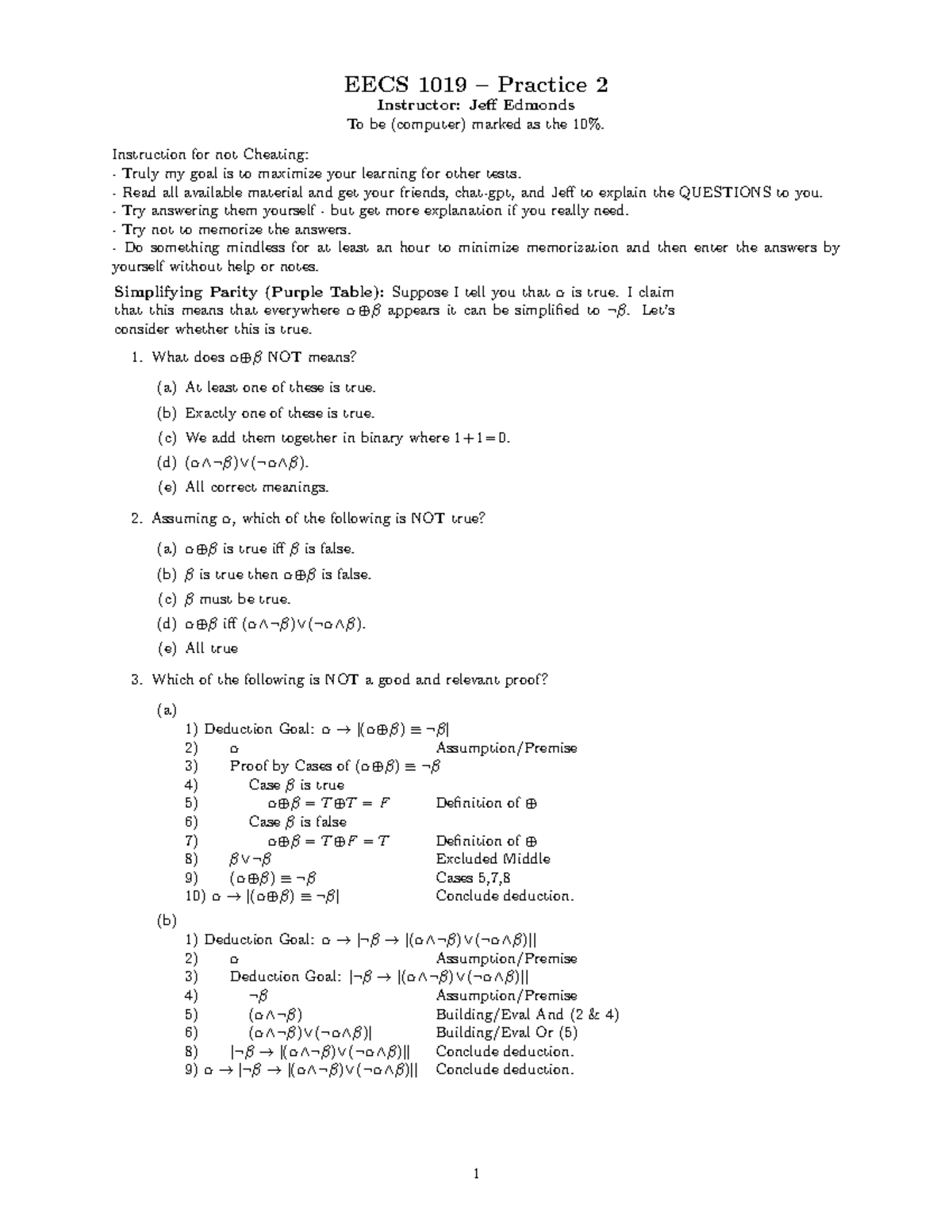 Practice 2 - EECS 1019 – Practice 2 Instructor: Jeff Edmonds To be ...