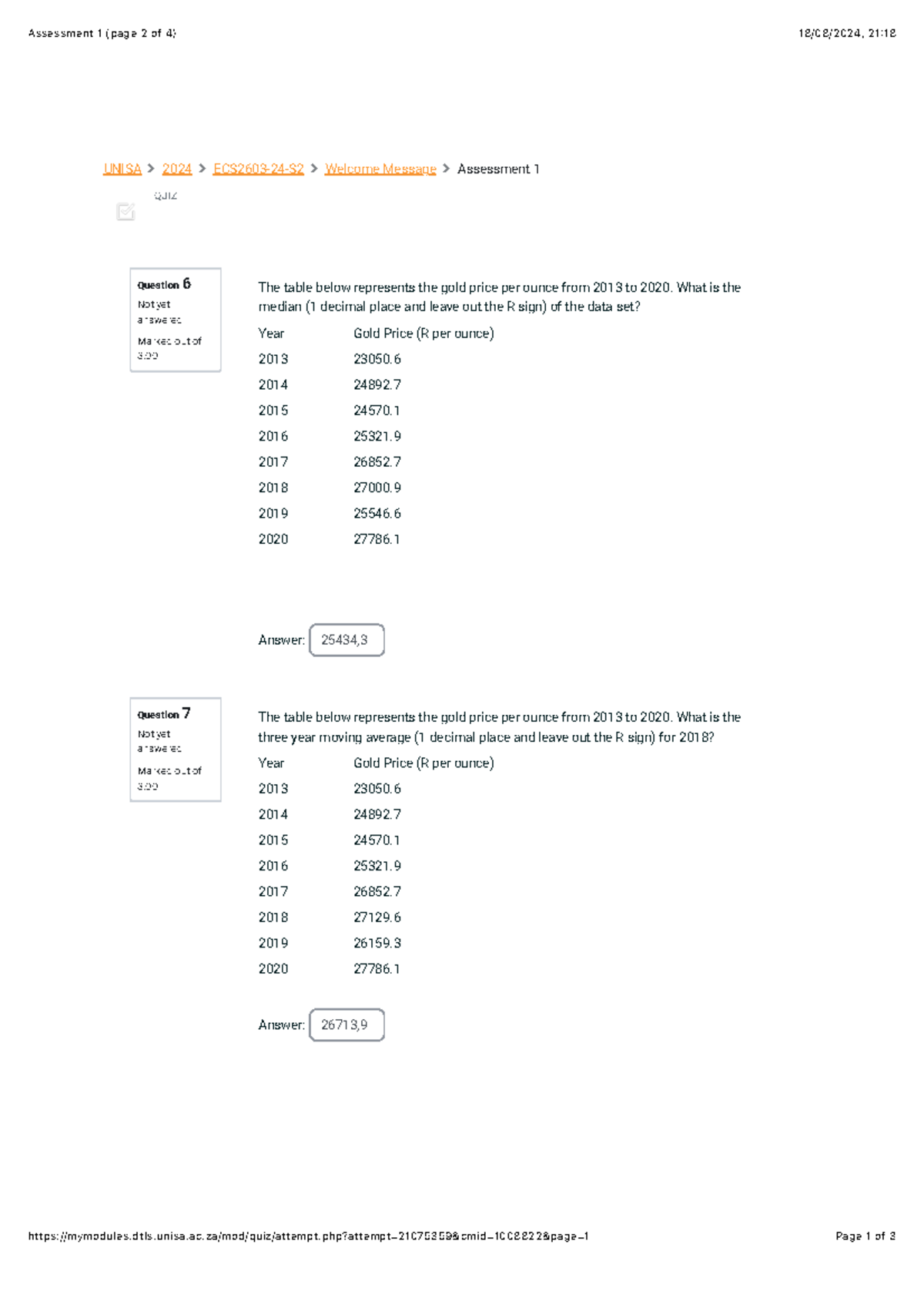ECS2603 Assessment 1 S2 2024 - Assessment 1 (page 2 of 4) 18/08/2024 ...