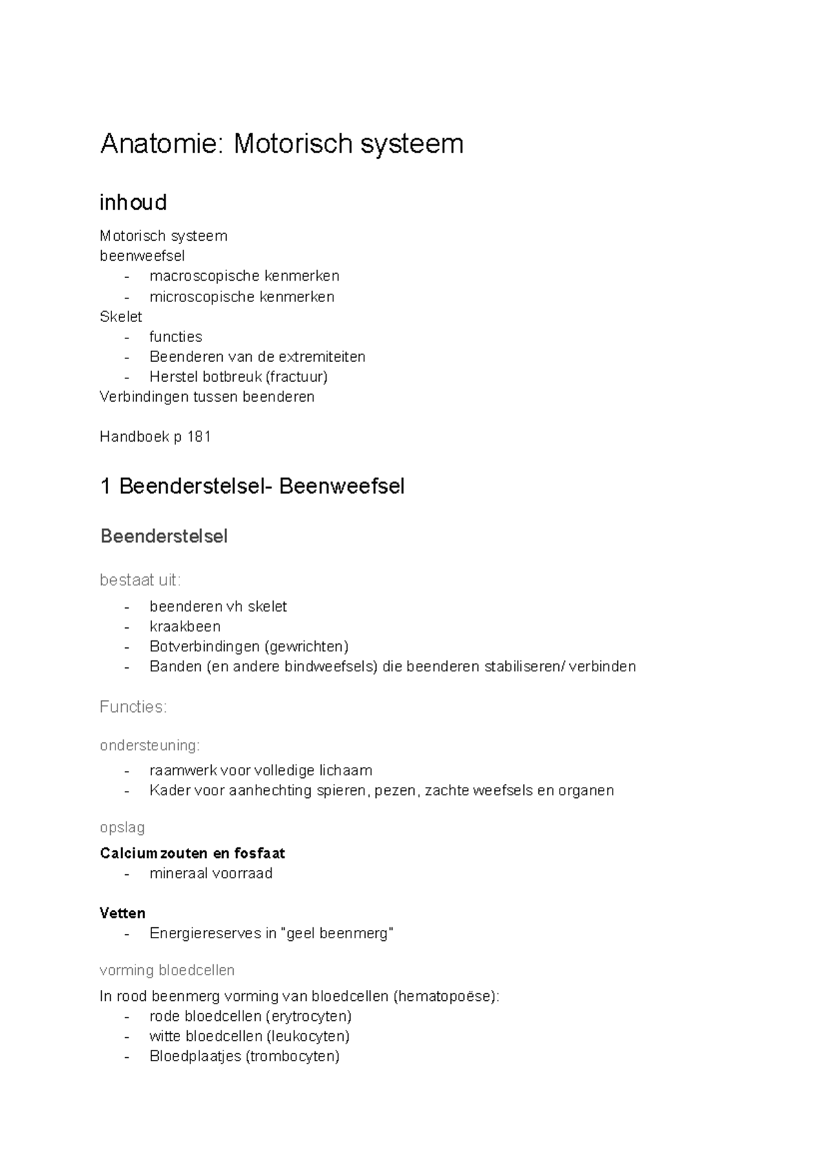 Anatomie Motorisch systeem - Anatomie: Motorisch systeem inhoud ...
