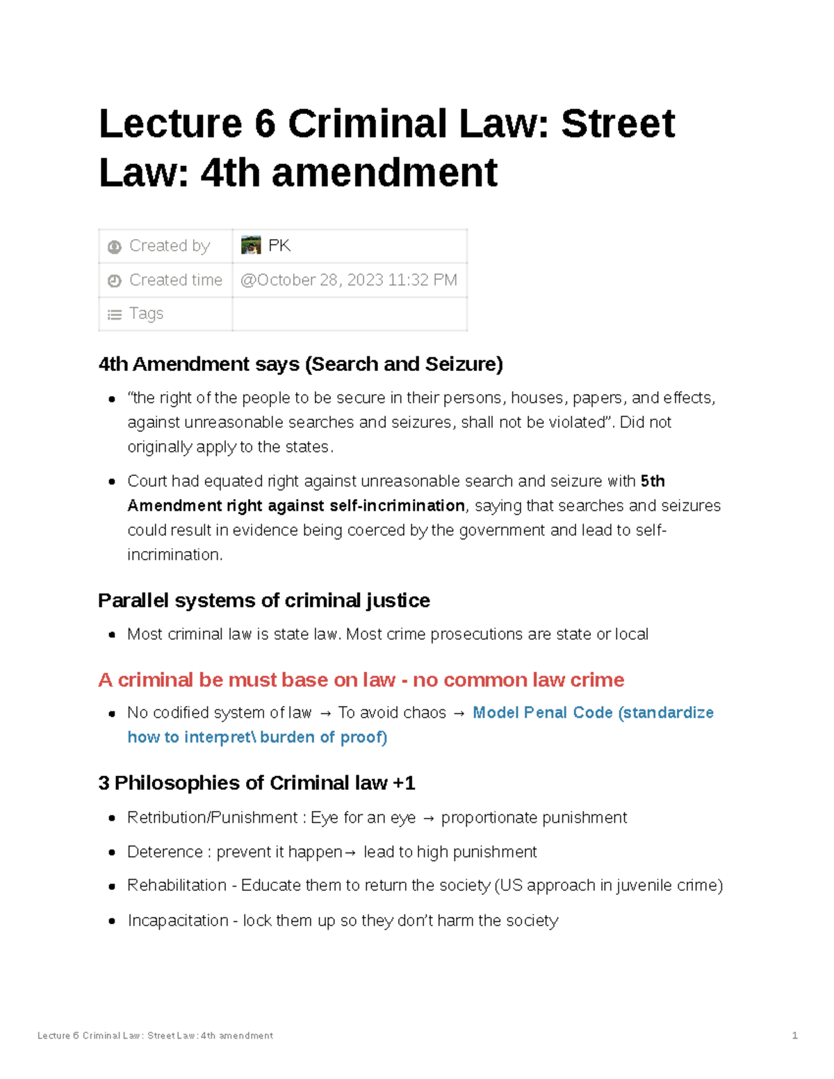 Lecture 6 Criminal Law Street Law 4th amendment - Lecture 6 Criminal ...