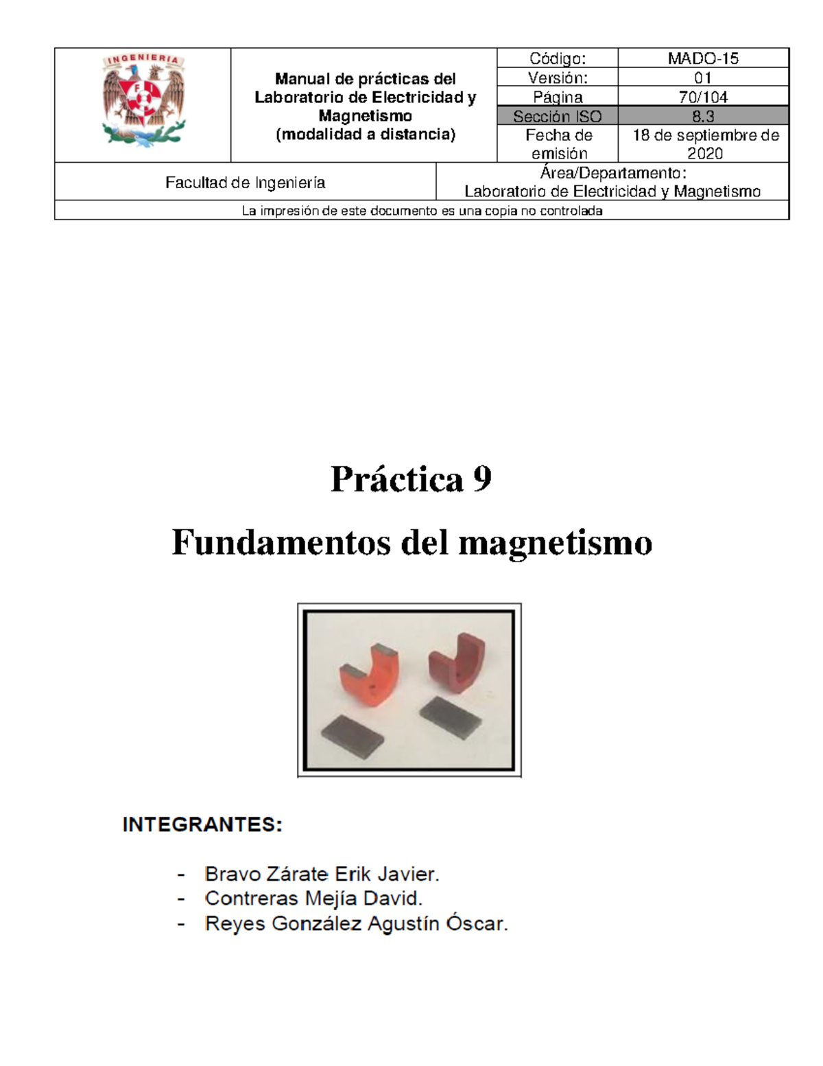 Previo Practica 9 - Manual de prácticas del Laboratorio de Electricidad y Magnetismo (modalidad ...