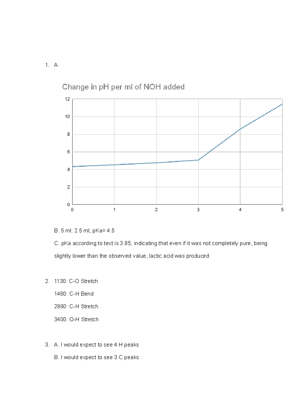 Lactic Acid Reaction Post Lab- Chem 345 - CHEM 345 - 1. A. B. 5 ml: 2 ...