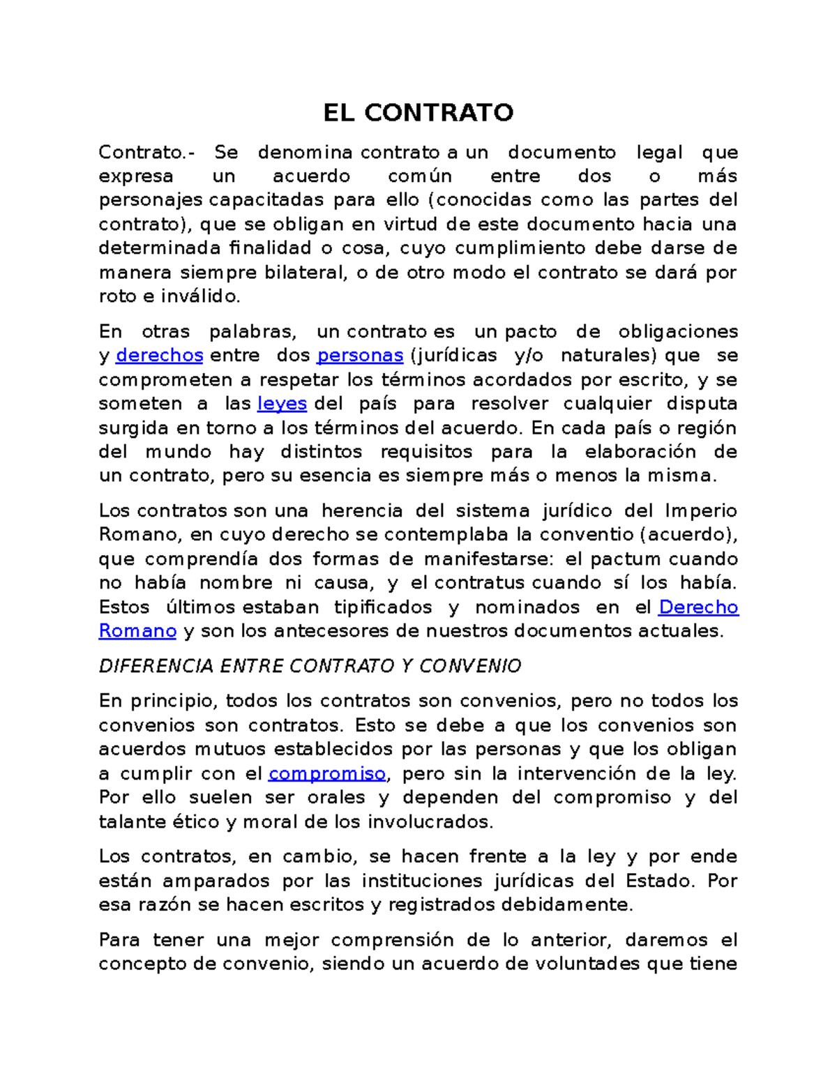 Los contratos que se pueden realizar - EL CONTRATO Contrato.- Se ...