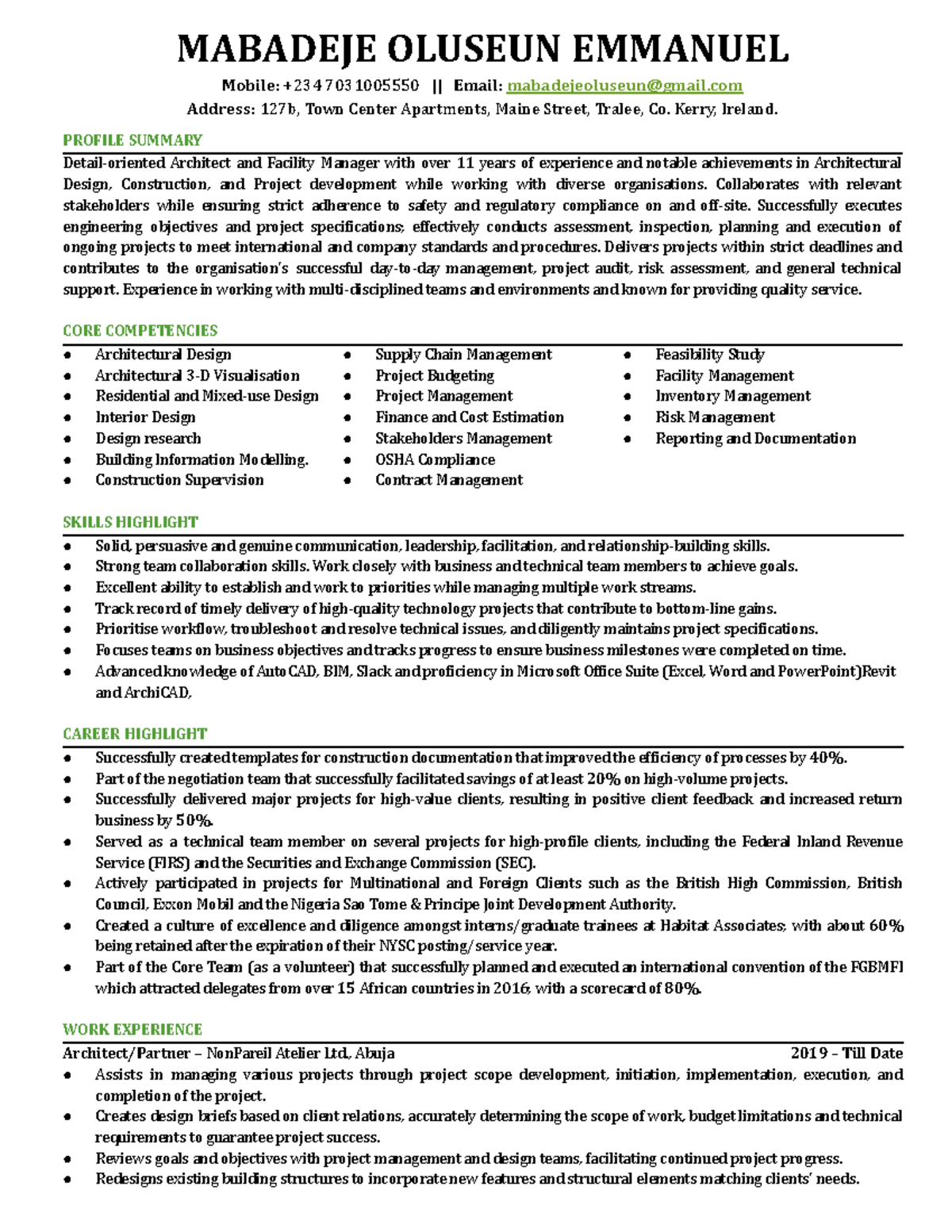 Mabadeje Oluseun Emmanuel - CV - MABADEJE OLUSEUN EMMANUEL Mobile ...