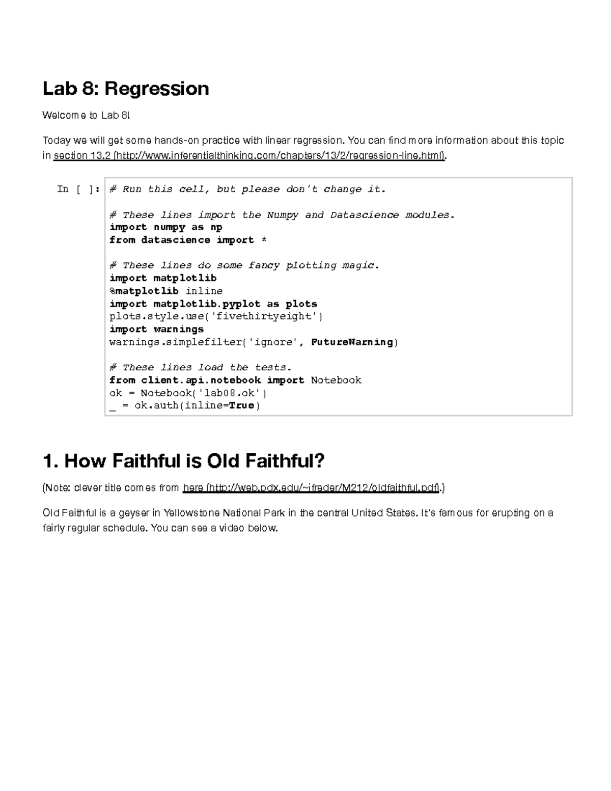 Pdf-16 - LAB 16 ANSWERS - Lab 8: Regression Welcome to Lab 8! Today we ...