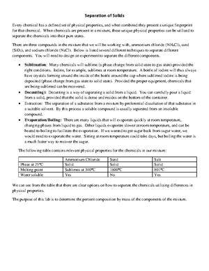 Separating Components of Panacetin - Separation of the Components of ...