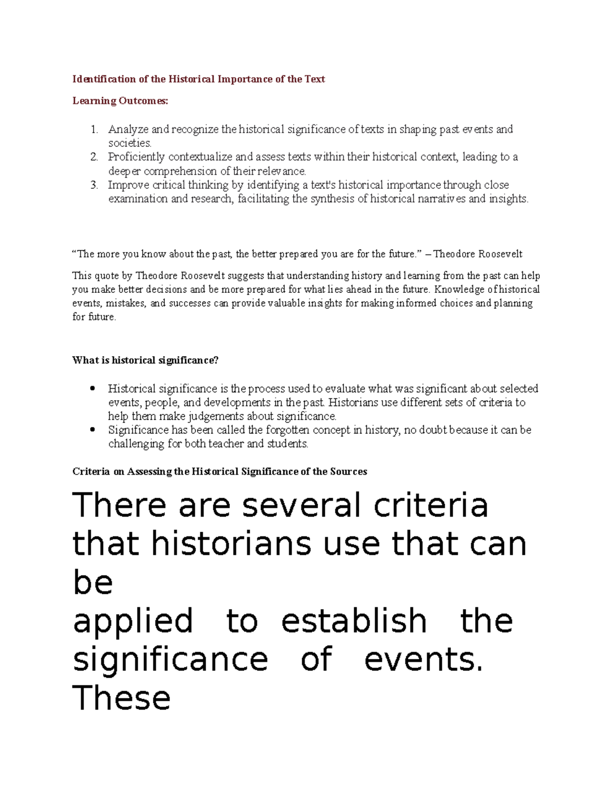 Identification of the Historical Importance of the Text - Analyze and ...