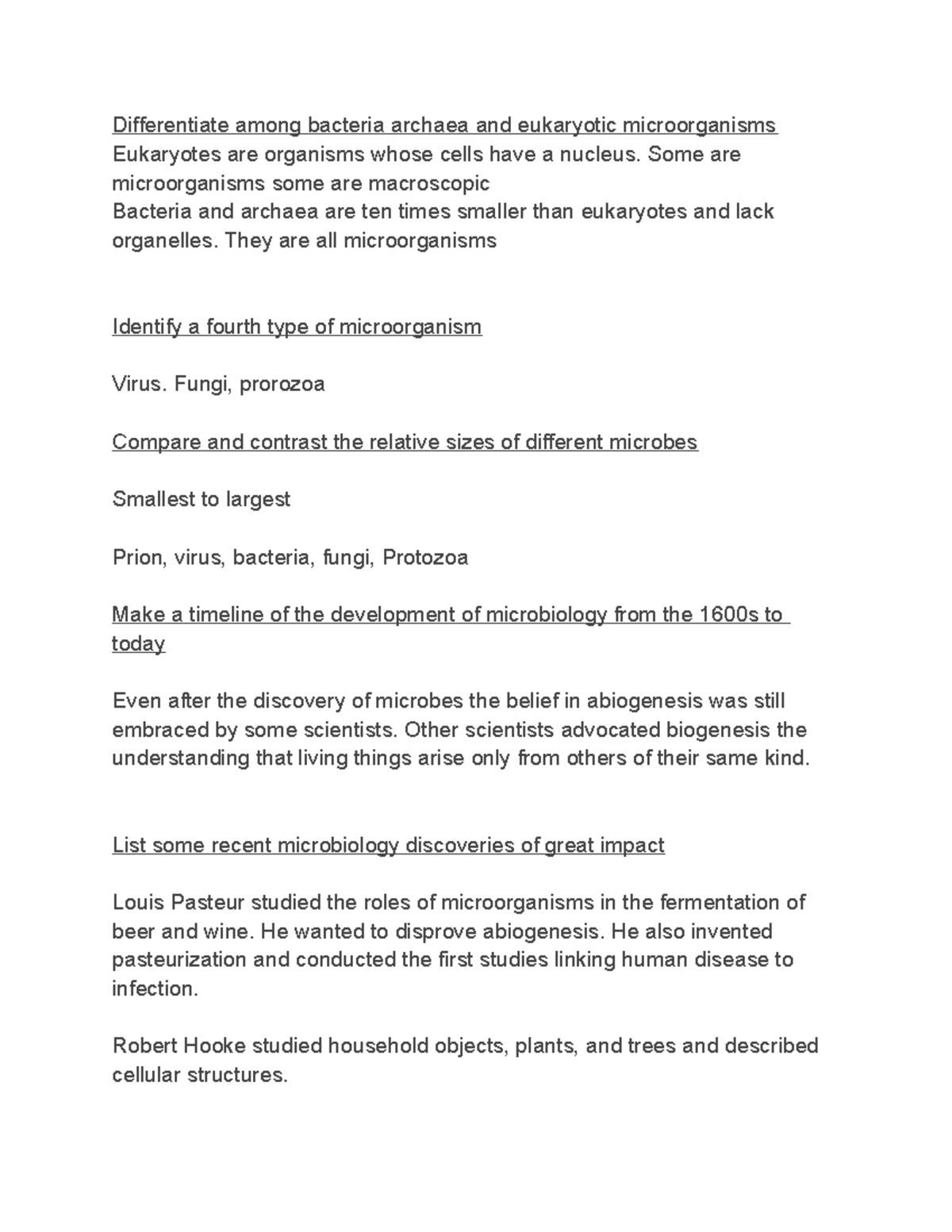 Chapter one - intro into microbes and disease notes - Differentiate ...