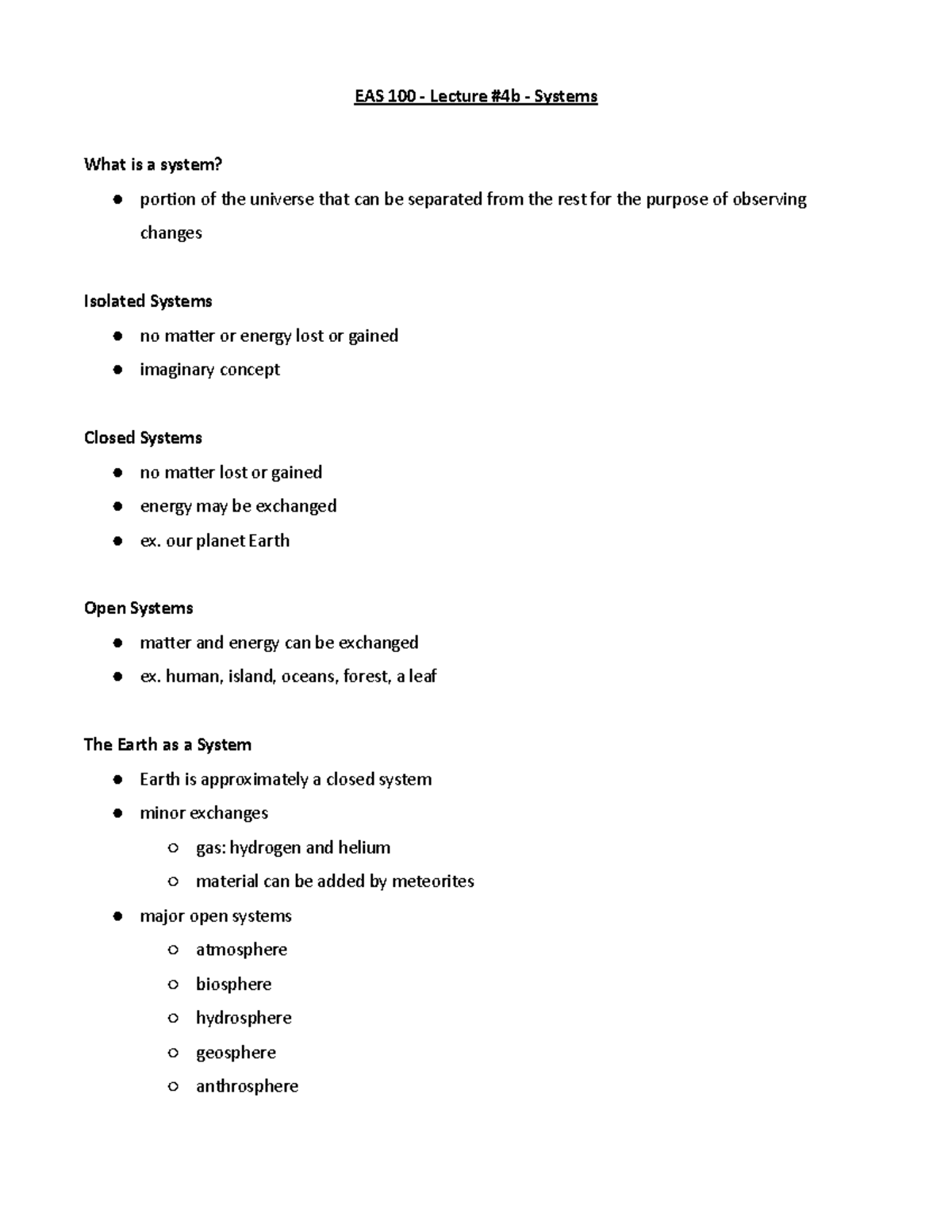 5. Systems & Cycles - Lecture 5 - EAS 100 - Lecture #4b - Systems What ...