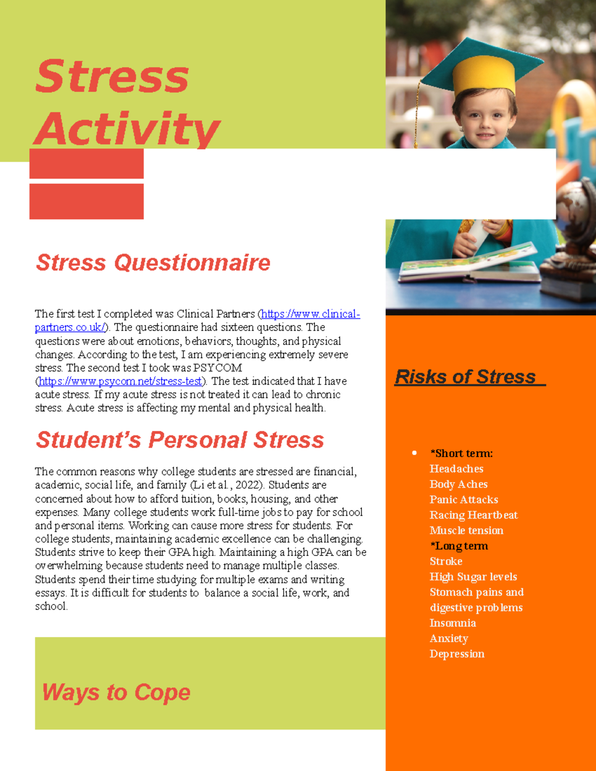 Stress poster health psychology - Stress Activity Stress Questionnaire ...