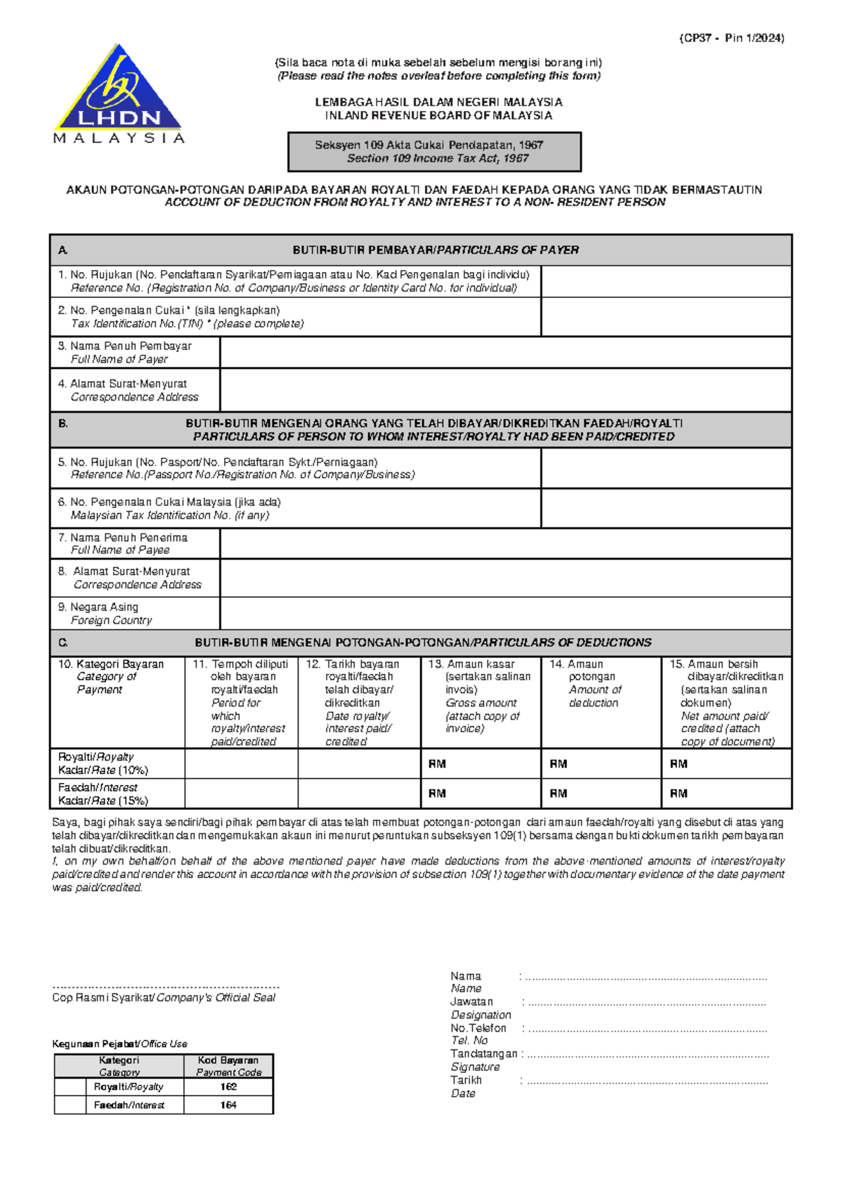 Cp37-pin-1 2024 - AS ATTACH - (CP37 - Pin 1/2024) Saya, bagi pihak saya ...