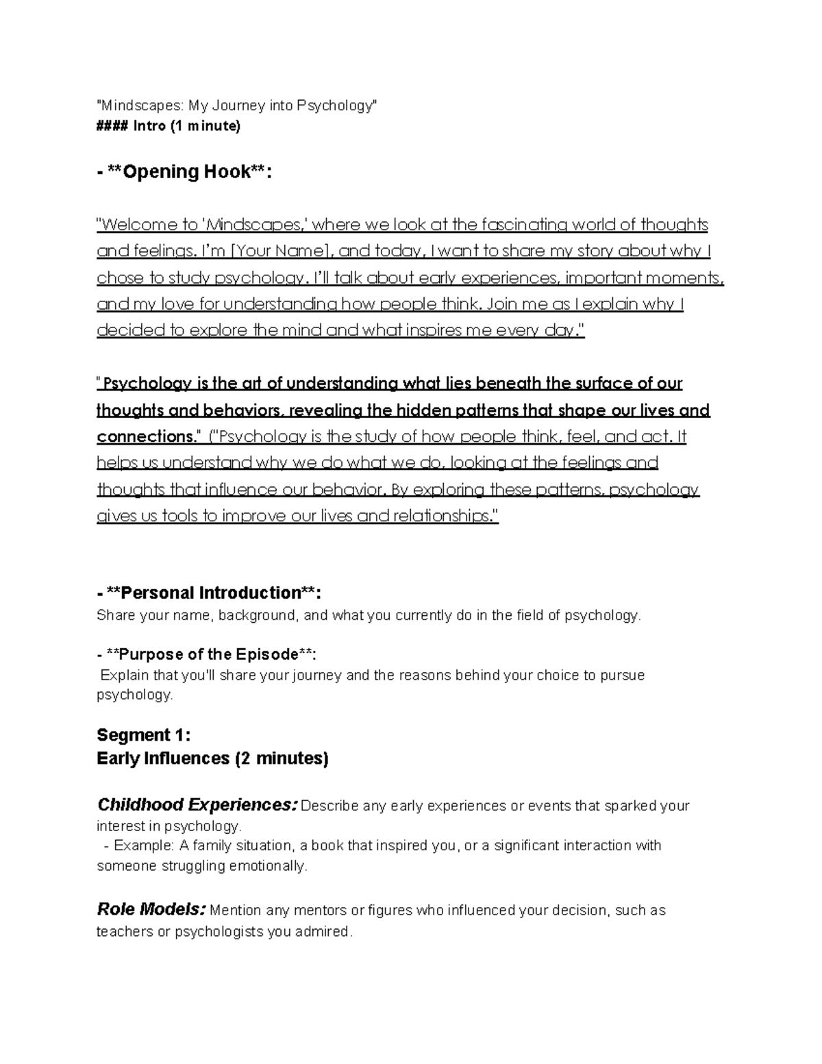 Mindscapes My Journey into Psychology - "Mindscapes: My Journey into ...