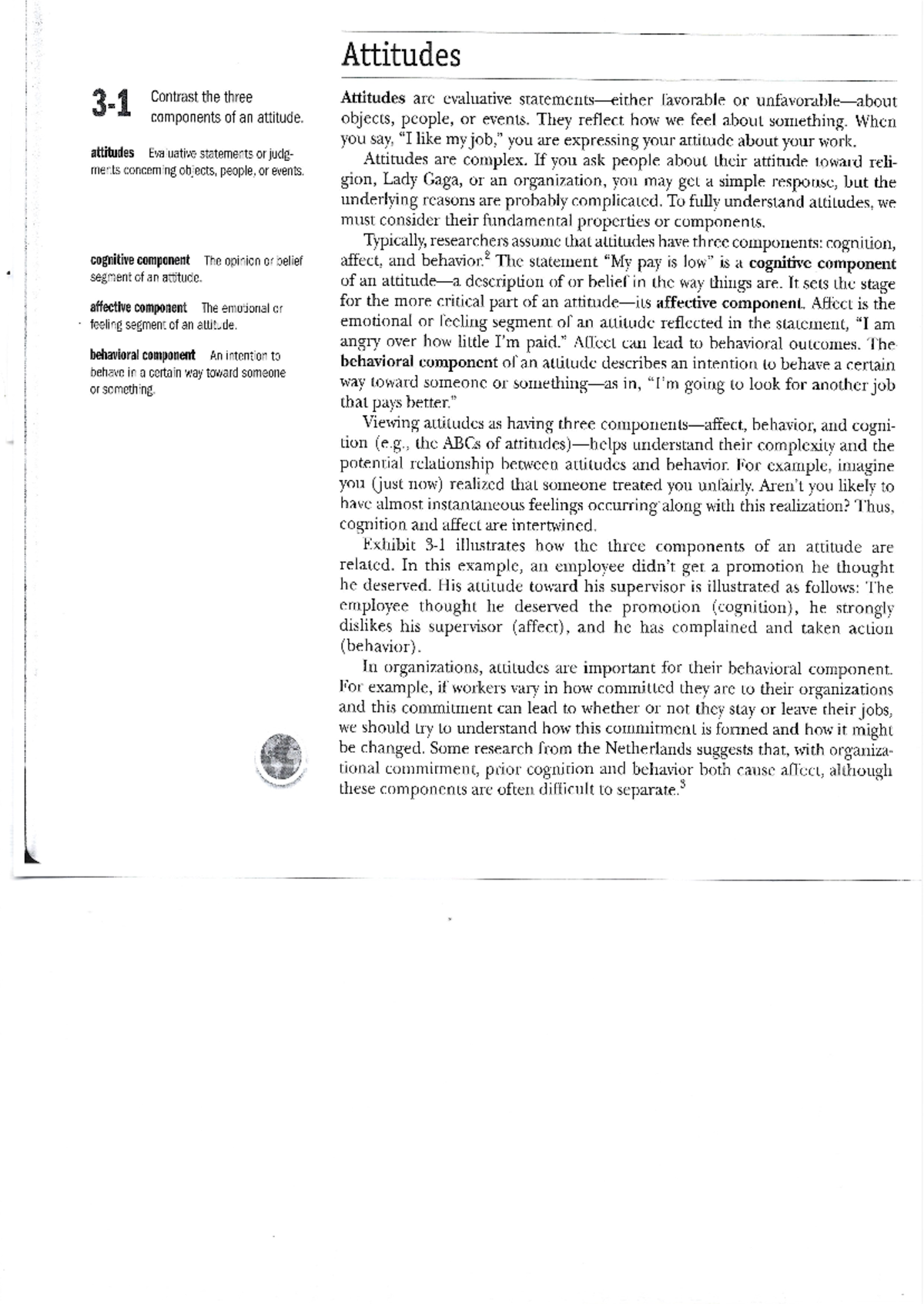 Extra Notes CHP 4- Attitudes - Attitudes Contrast the three Attitudes ...