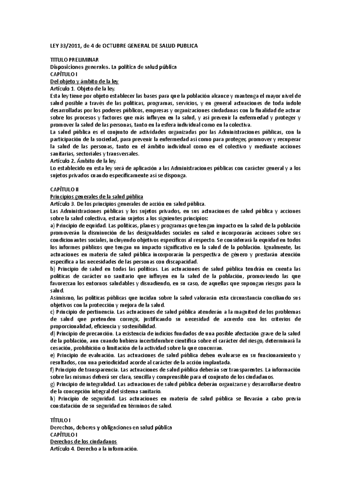 LEY 33:2011 - Para oposicion - LEY 33/2011, de 4 de OCTUBRE GENERAL DE ...