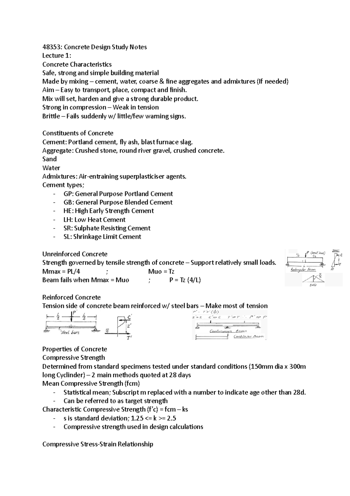 Concrete Design Study Notes - 48353: Concrete Design Study Notes ...