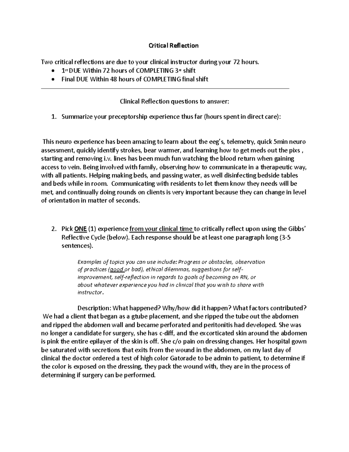 Final critical reflection. turn this one - Critical Reflection Two ...