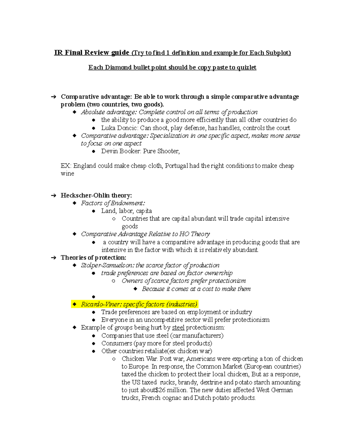 IR 101 Final - IR Final Review guide (Try to find 1 definition and ...