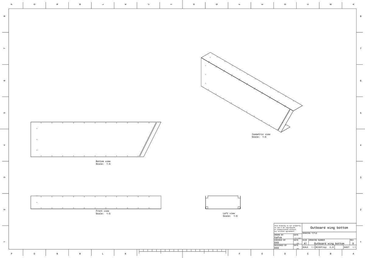 Outward wing bottom drawing - P O N M L K F E D C B A P O N M L K J I H ...