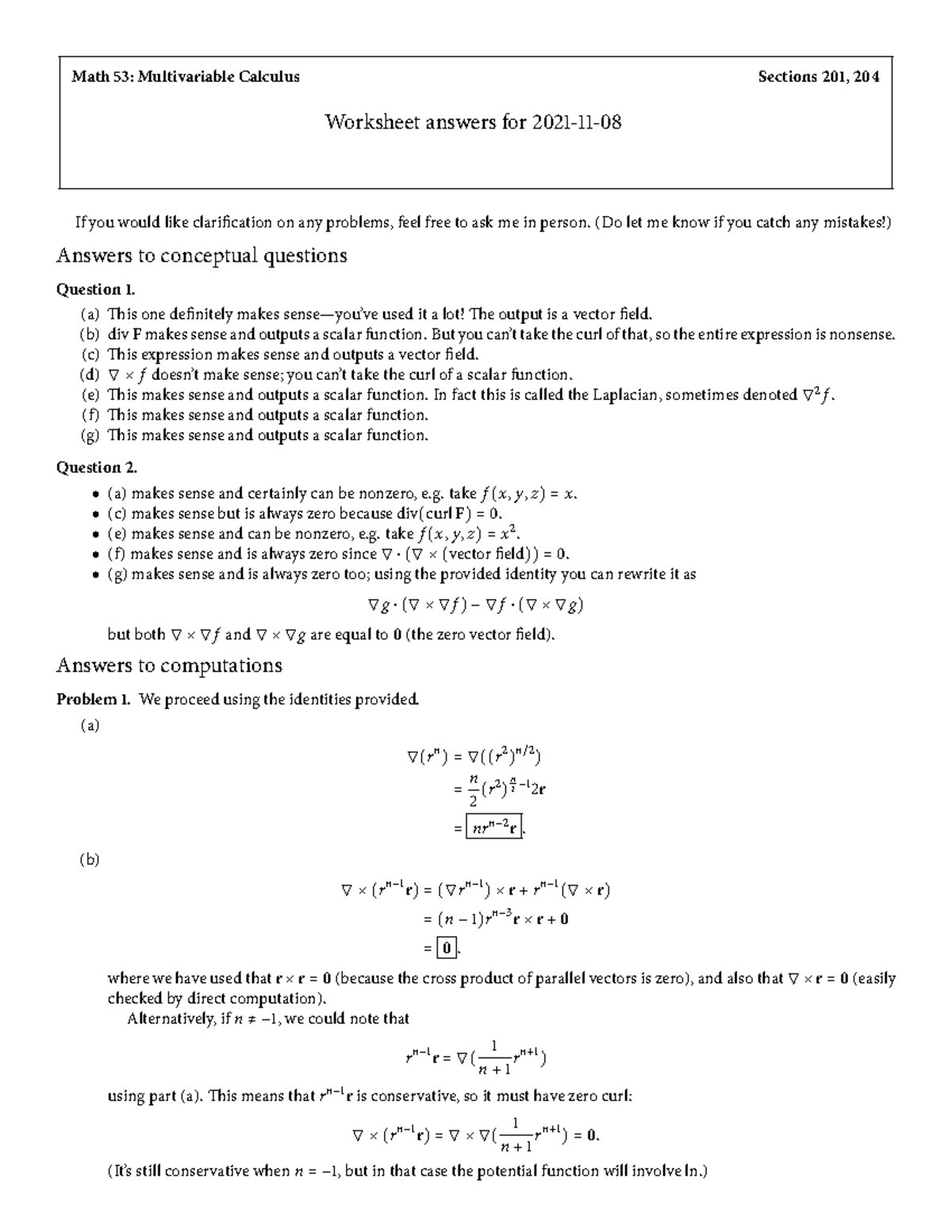Worksheet 18Ans - Practice Materials - Math￿￿: Multivariable Calculus ...