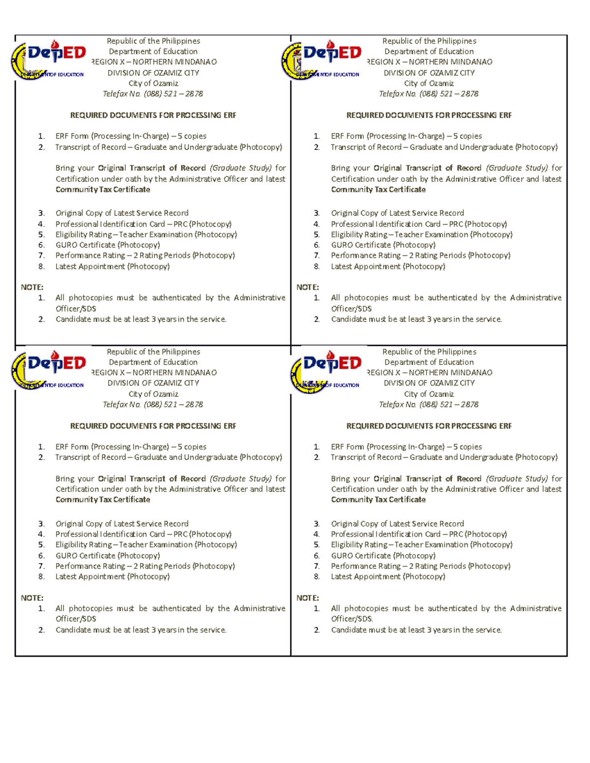 ERF-requirements - Erf reqs - Republic of the Philippines Department of ...