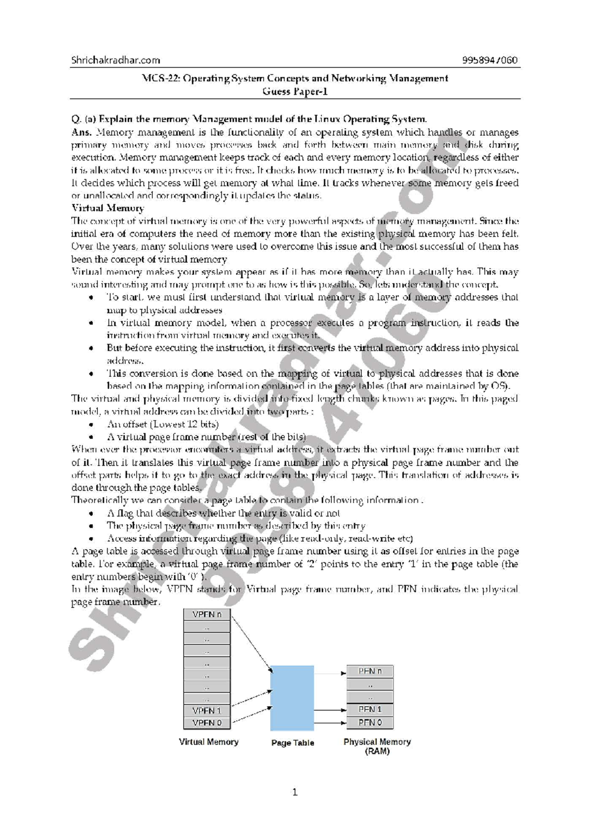 MCS-22 EM GP - Shrichakradhar 9958947060 Operating System Concepts and Networking Management ...