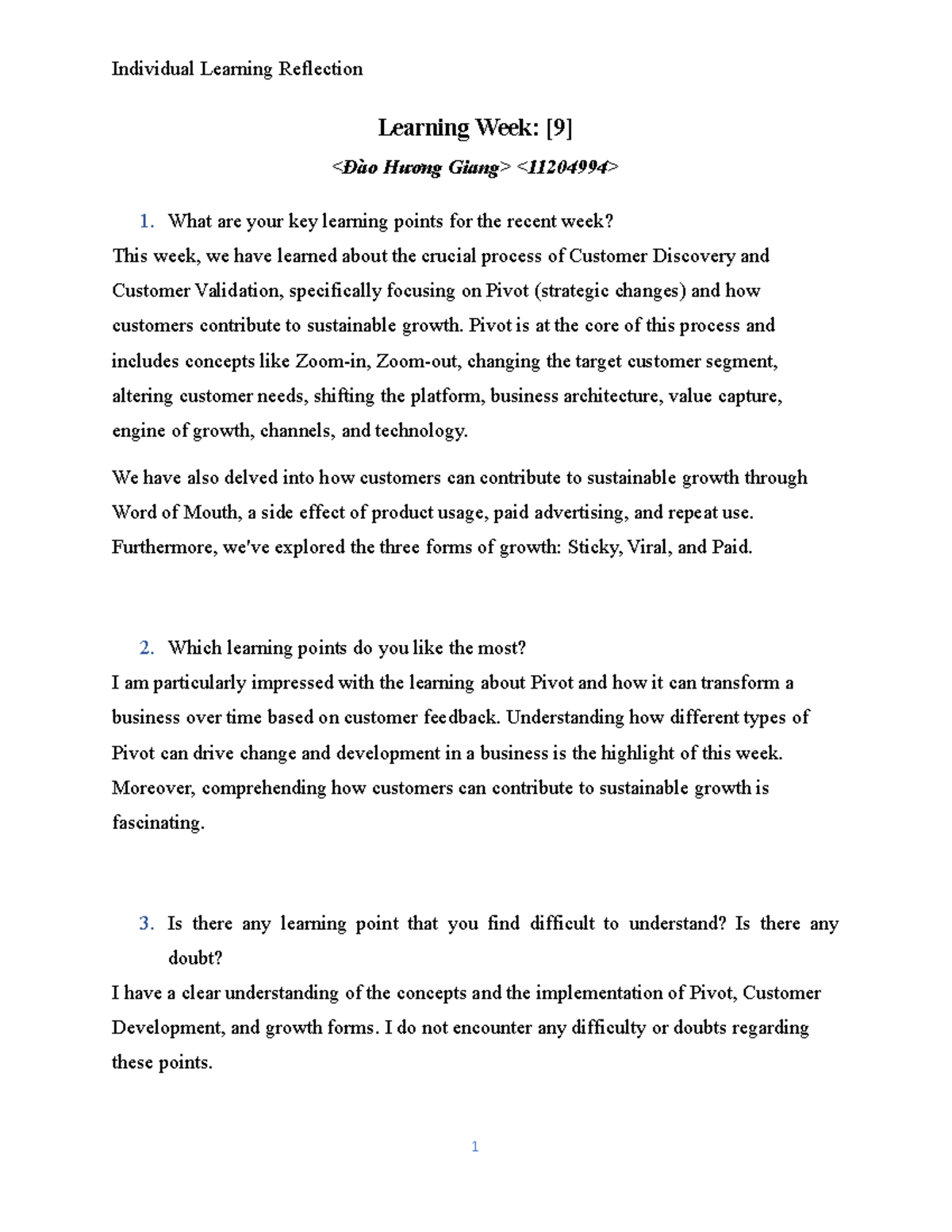 1.1. [Instructions] Weekly individual learning reflection-9 ...