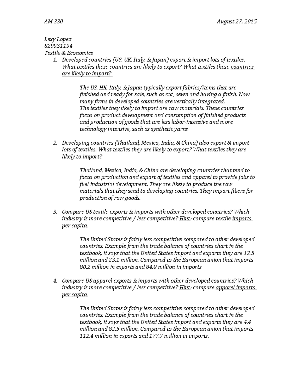 Assignment 1 - Everyone gets a 100% on homework - AM 330 August 27 ...