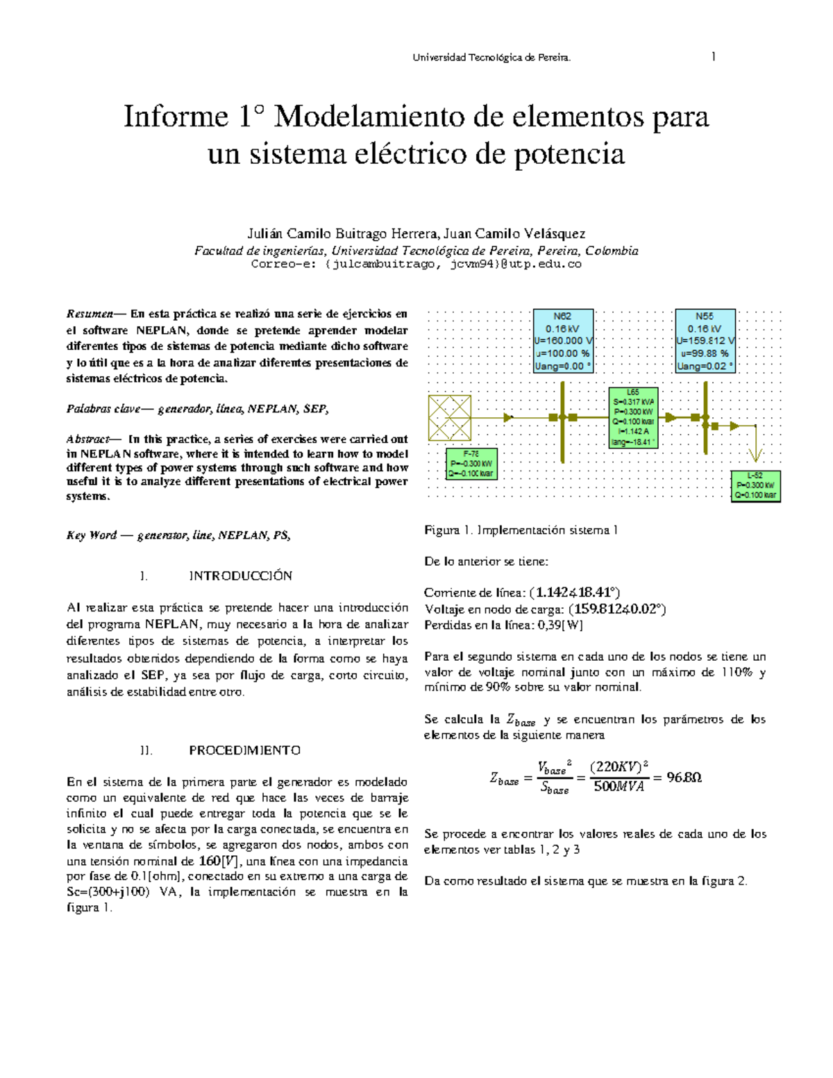 Informe 1 potencia - Nota: 4,5 - Warning: TT: undefined function: 32 Universidad Tecnológica de ...