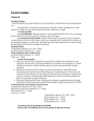 ACCT 116 Exam 3 Review - ACCT 116 – Exam 3 Outline Chapters Covered: 10 ...