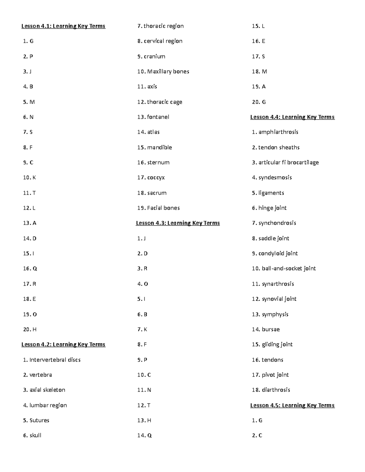 Chapter 4 packet - key - answers - Lesson 4: Learning Key Terms 1. G 2 ...