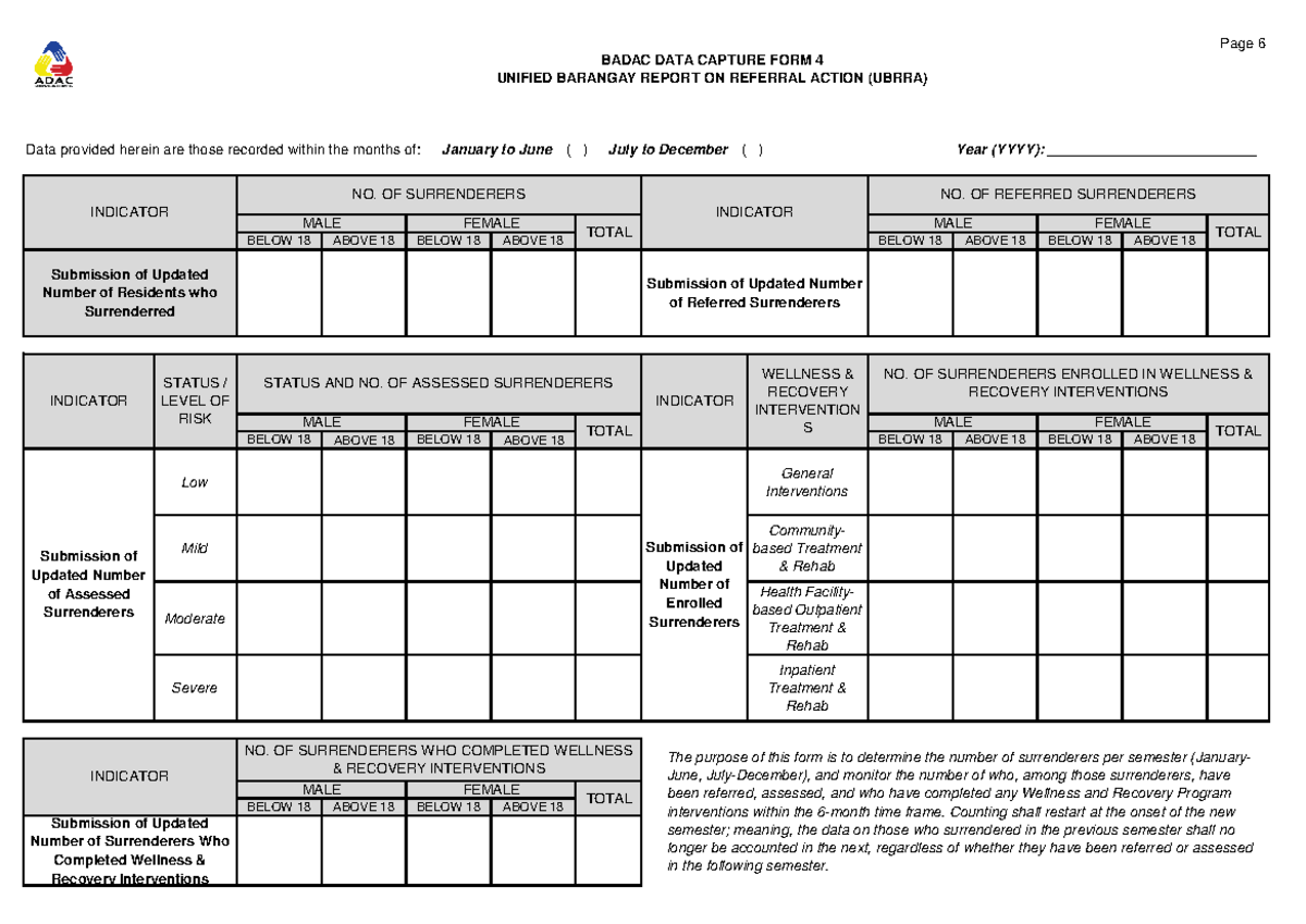 3.1.9. Badac Form 4 (UBRA) - Page 6 Data provided herein are those ...