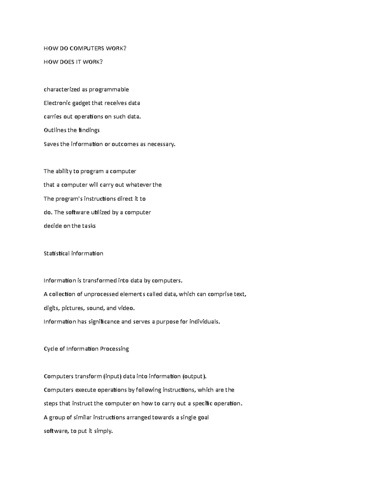 HOW DO Computers WORKs - Information Technology - HOW DO COMPUTERS WORK ...