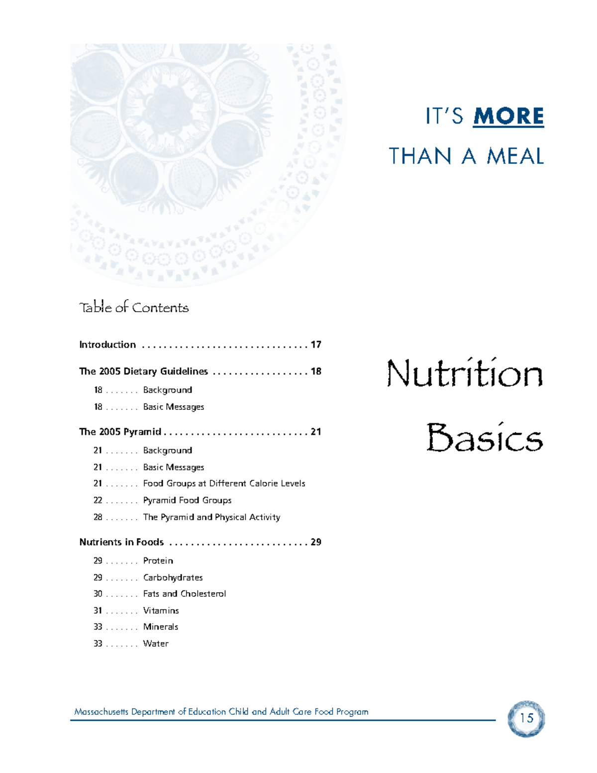 14. Nutrition Basics author It's More Than A Meal - Massachusetts ...