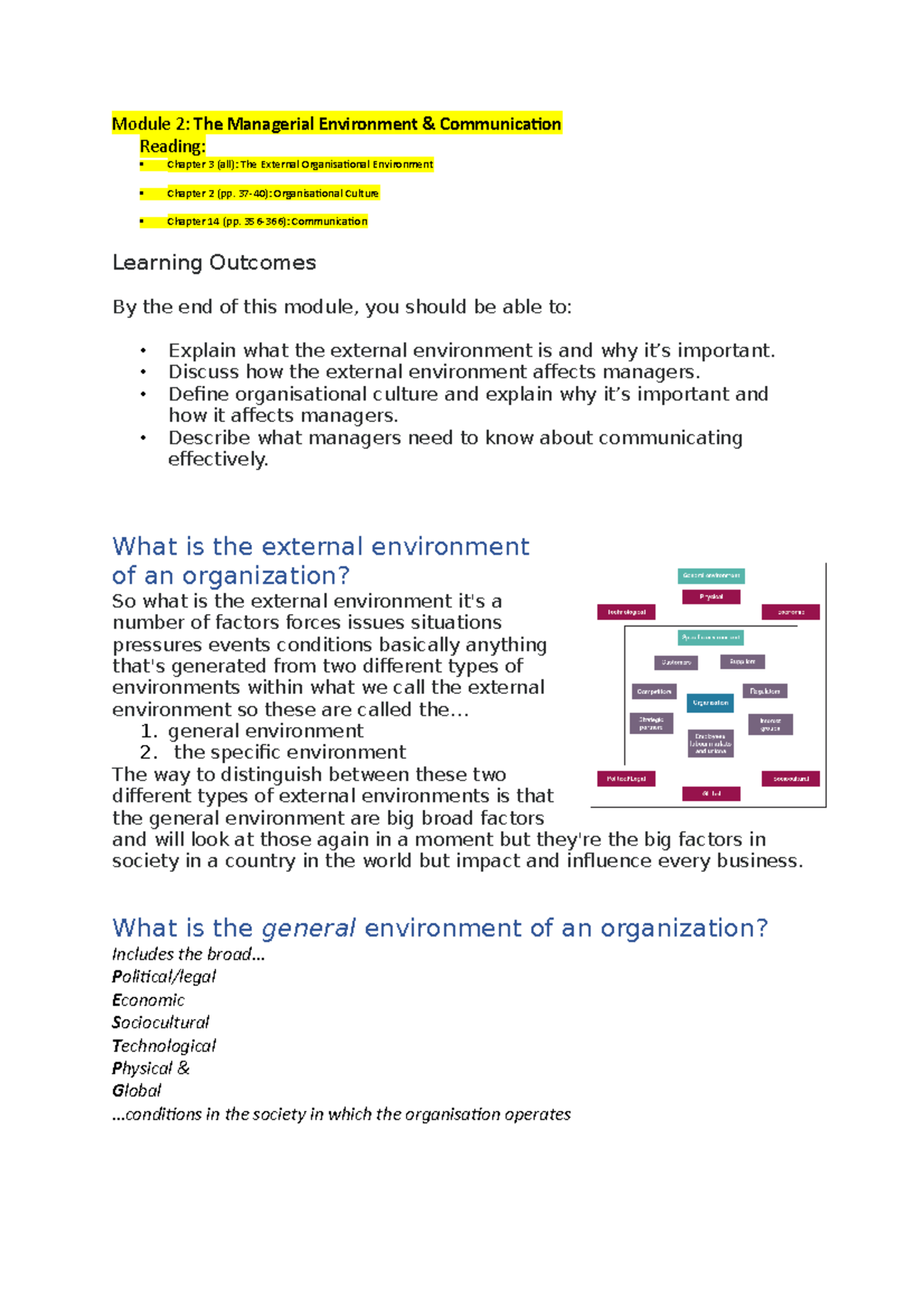 Module 2- The Managerial Environment & Communication - Module 2: The ...