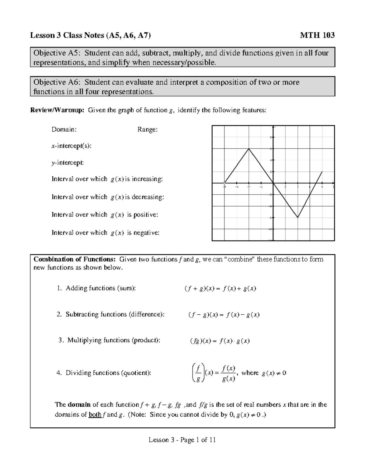 Lesson 3 (A5-A7) - math notes - Lesson 3 Class Notes (A 5 , A 6 , A7 ...