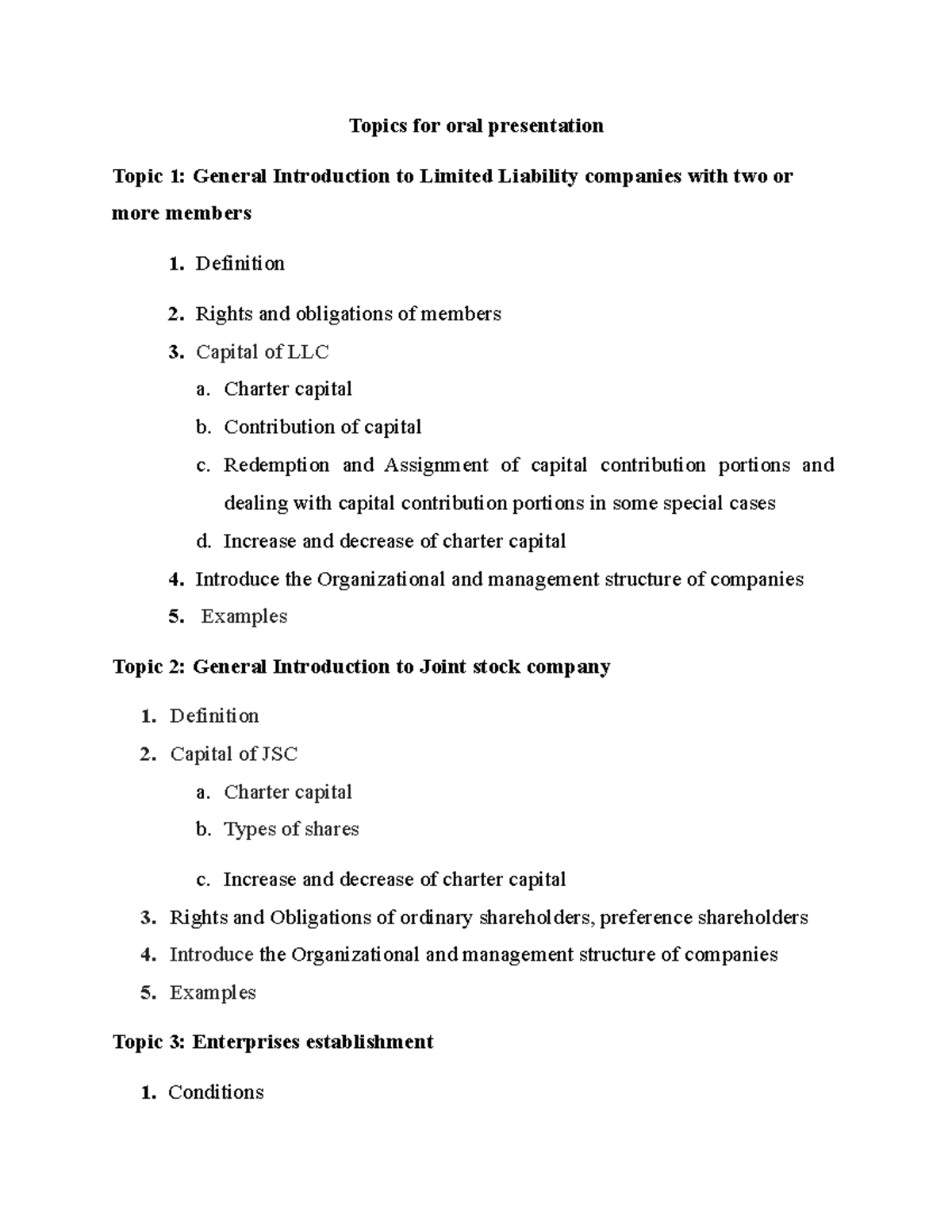 Topics 2022 - Topics for oral presentation Topic 1: General ...