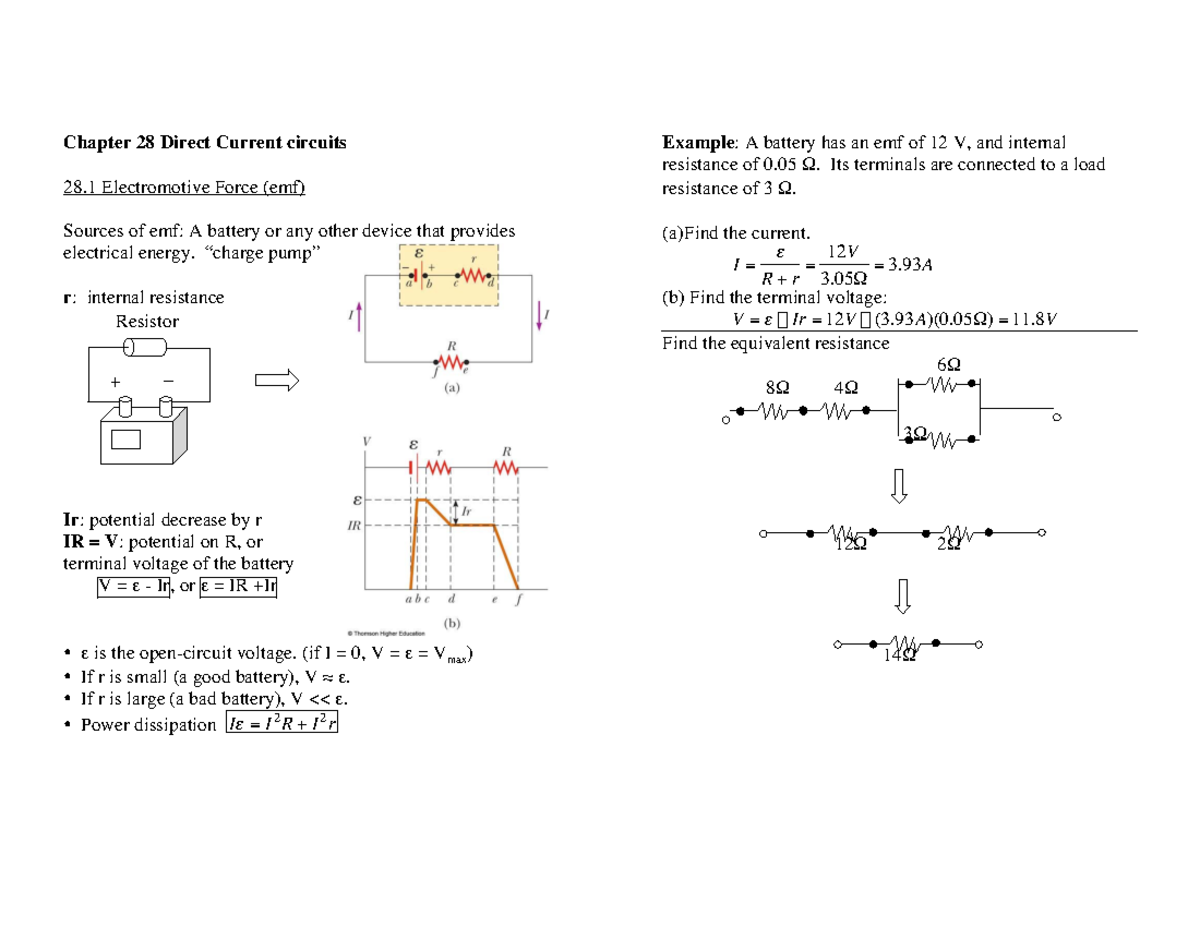 Chapter 28 - DIRECT CURRENT CIRCUITS - Chapter 28 Direct Current ...