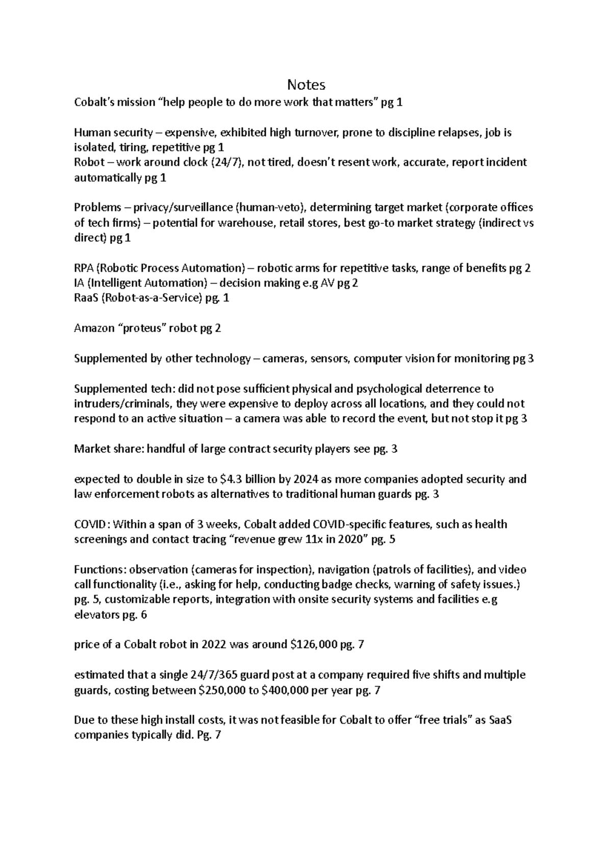 Notes for Final 2023 - Notes Cobalt’s mission “help people to do more ...