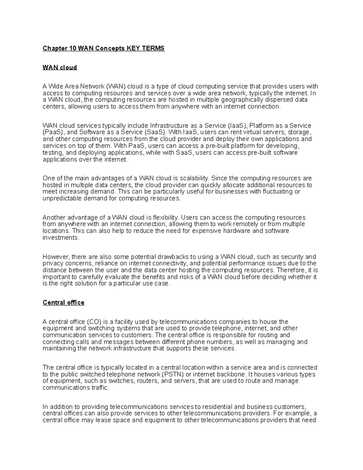 Chapter 10 WAN Concepts KEY Terms - Chapter 10 WAN Concepts KEY TERMS ...