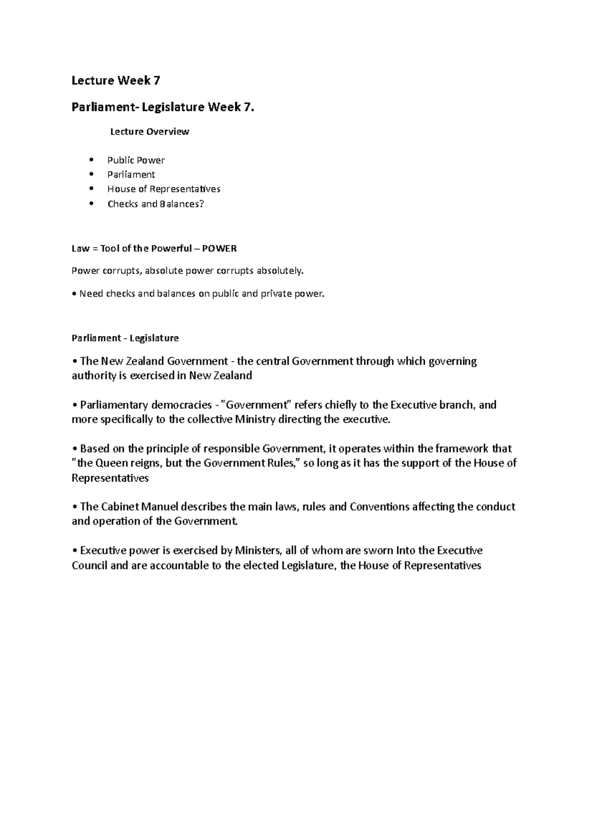 Lecture Week 7 Parliamentary - Lecture Week 7 Parliament- Legislature ...